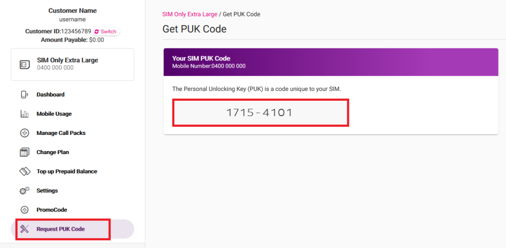 Find your PUK code - 10MATES